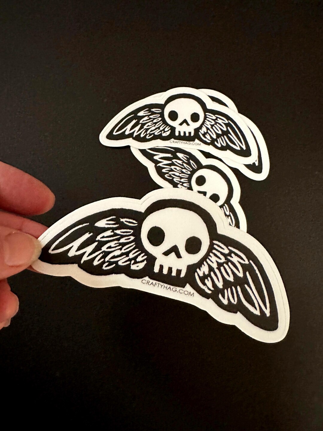 Winged Skulls | 4” Black and White Skulls Vinyl Sticker | Laptop ...