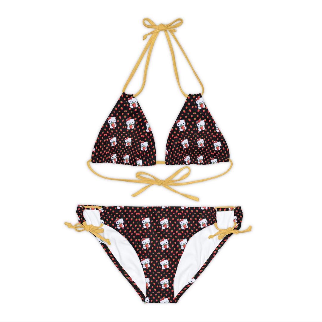 Strappy Bikini Set Cute Cartoon Bikini Set 2pcs, High Cut, Stretchy ...