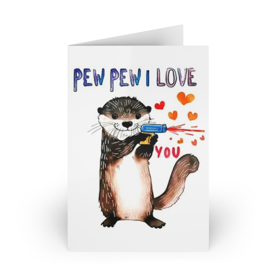 Cartoon Otter Confession Card, Pew Pew I Love You - Etsy
