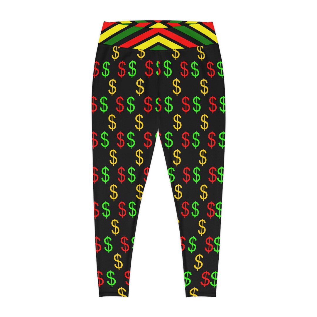 Plus Size Leggings Rasta Money Sign Leggings Vibrant Color Vibes ...
