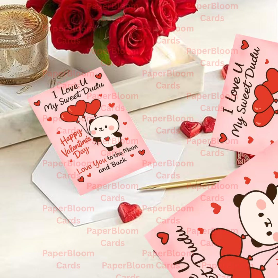 Cute Valentines Day Card for Partners Panda Love Card I Love U My Sweet ...