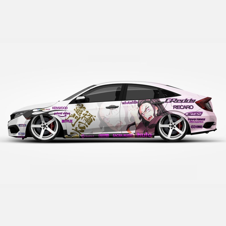 Demon Slayer Nezuko Kamado Car Both Sides Wrap Itasha Decals Stickers ...