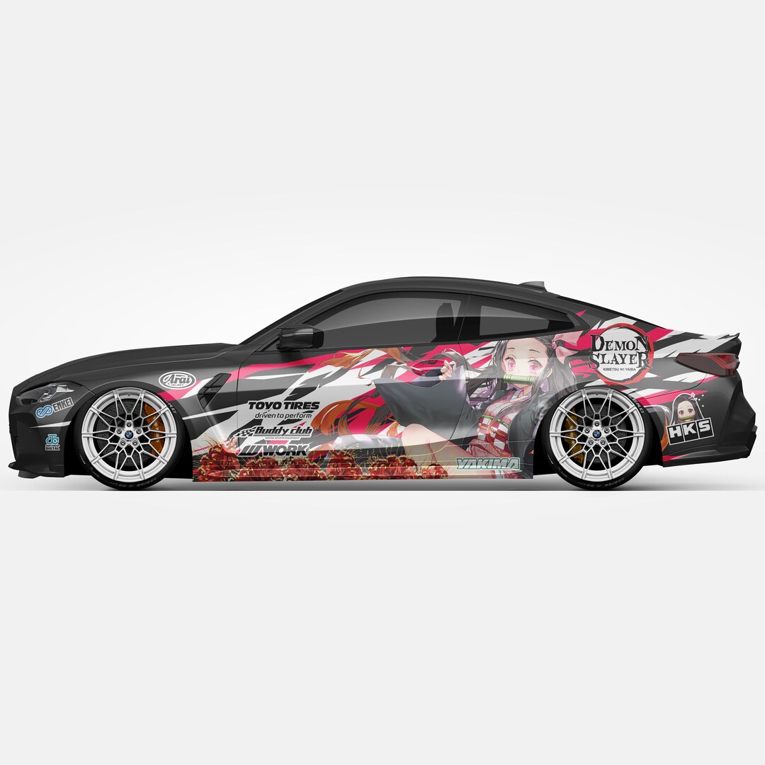 Demon Slayer Nezuko Kamado Car Both Sides Wrap Itasha Decals Stickers ...
