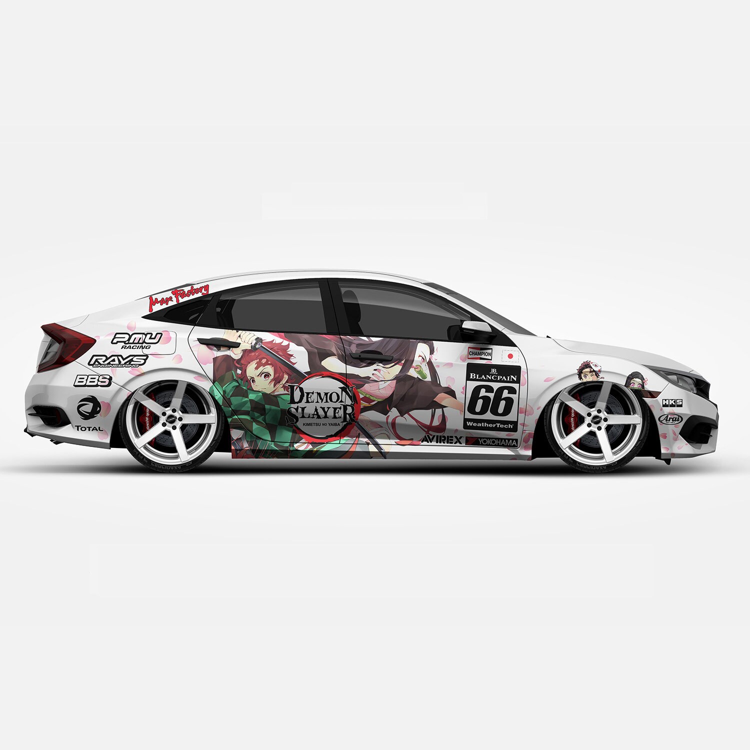 Demon Slayer Nezuko Tanjiro Kamado Car Both Sides Wrap Itasha Decals ...