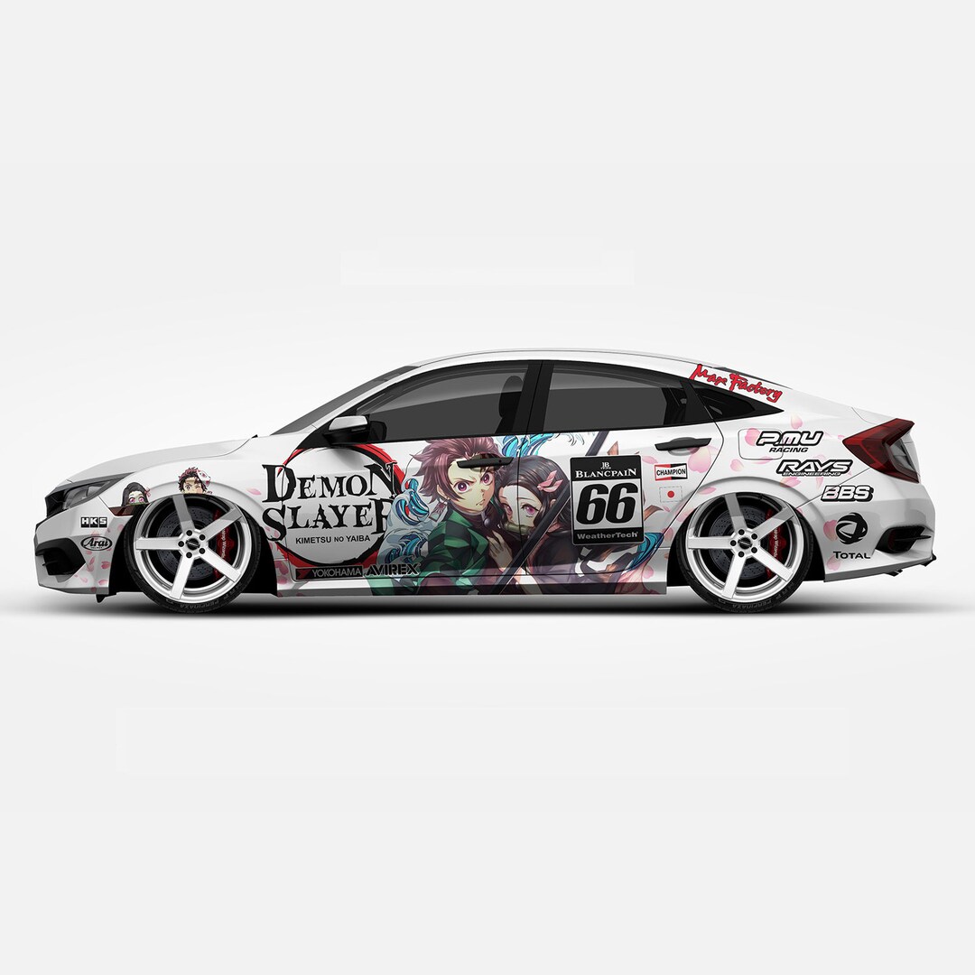 Demon Slayer Nezuko Tanjiro Kamado Car Both Sides Wrap Itasha Decals ...