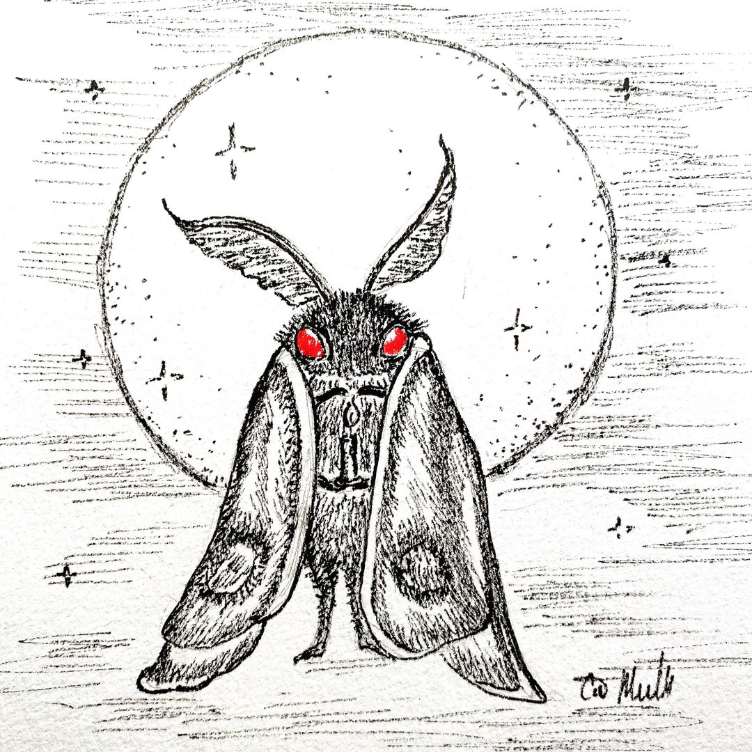 Mothman Print of Ink Drawing - Etsy