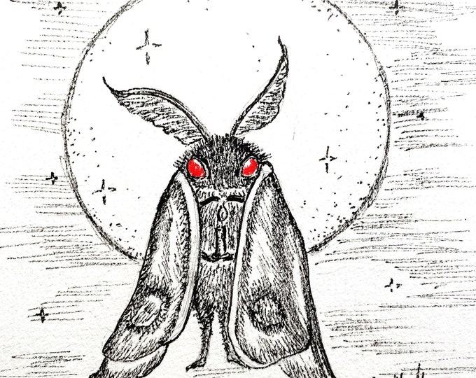 Mothman Print of Ink Drawing - Etsy