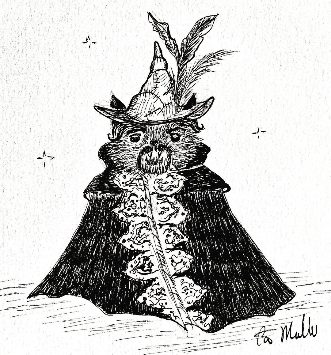 Lazslo and His Lucky Hat Print of Ink Drawing - Etsy