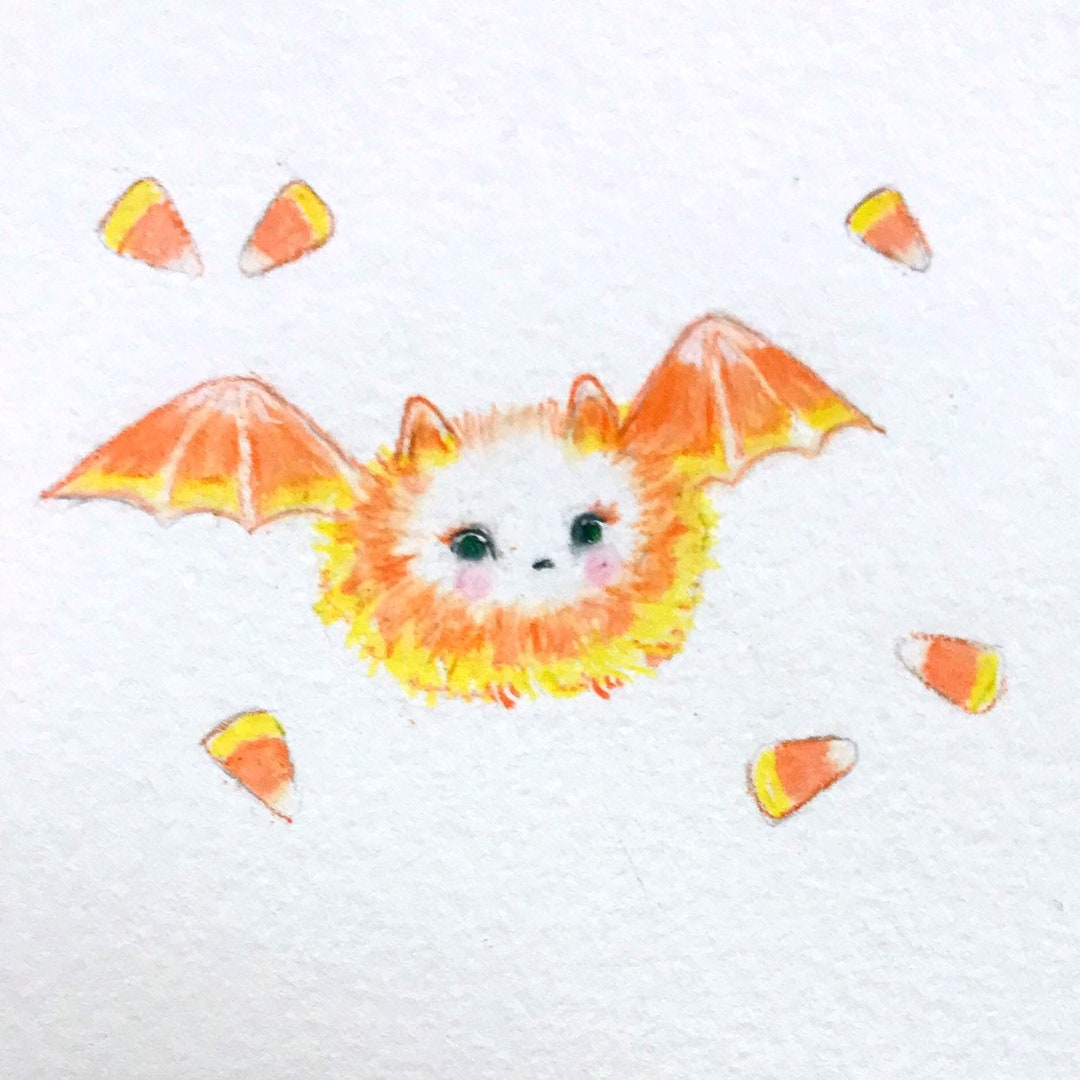 Candy Corn Bat Print - Etsy