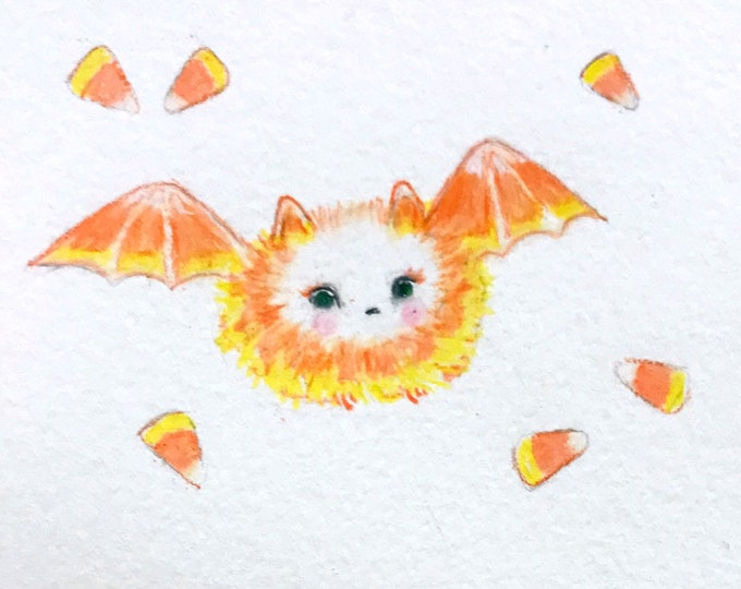 Candy Corn Bat Print - Etsy