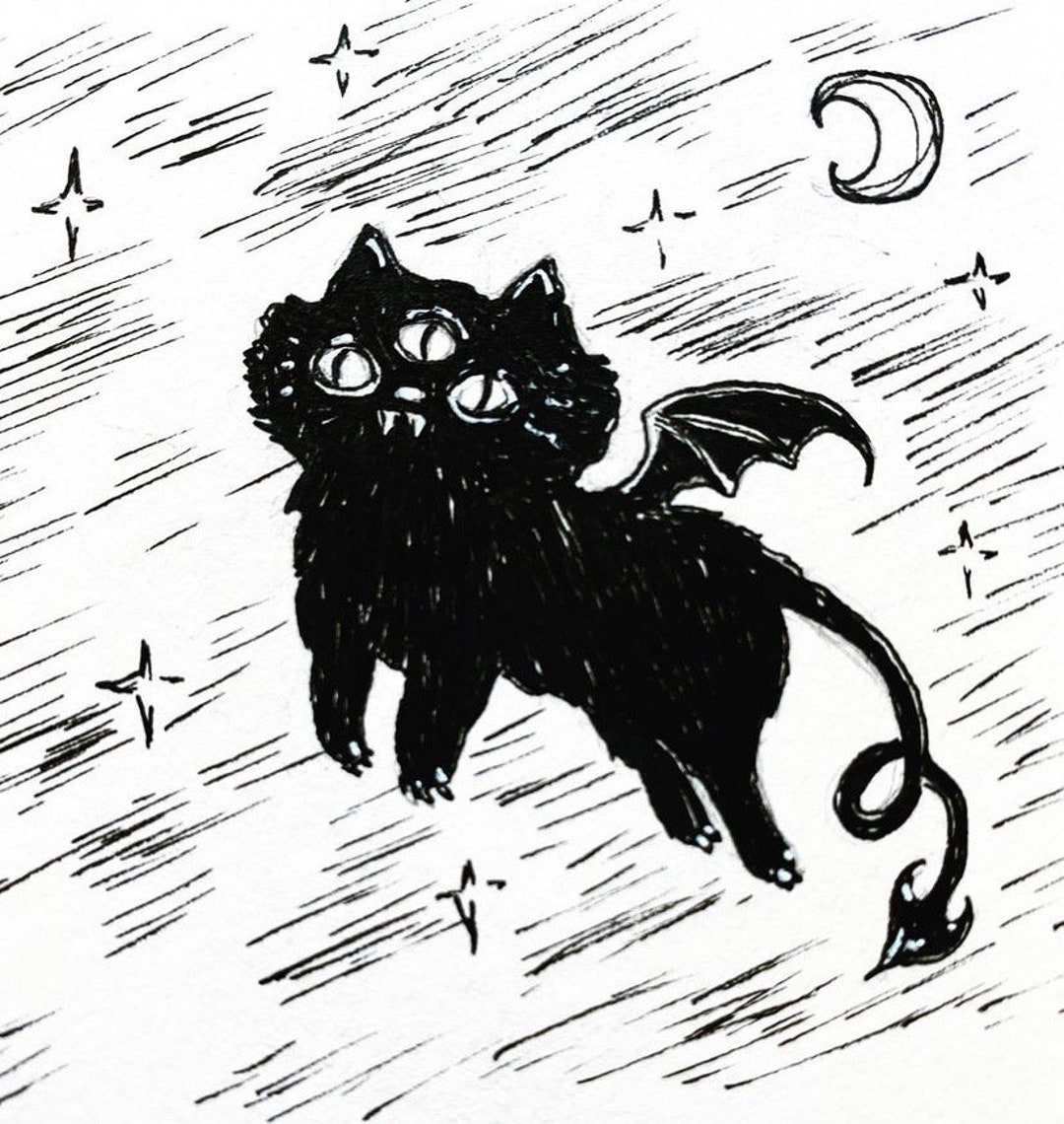 Iris Demon Kitty 5x5 Print - Etsy