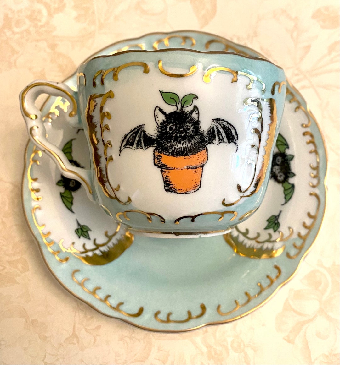 Sprig and Sprout Bats Porcelain Tea Cup - Etsy