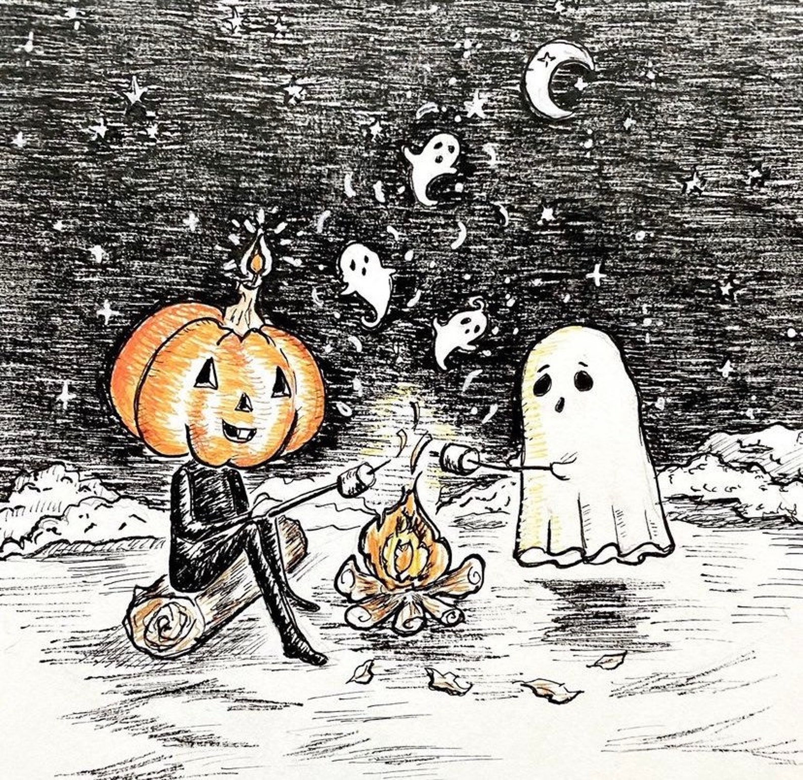 Spooky Stories Print of Ink Drawing - Etsy