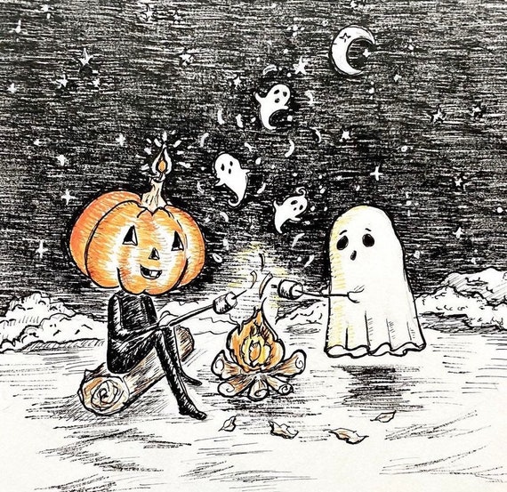 Spooky Stories Print of Ink Drawing - Etsy