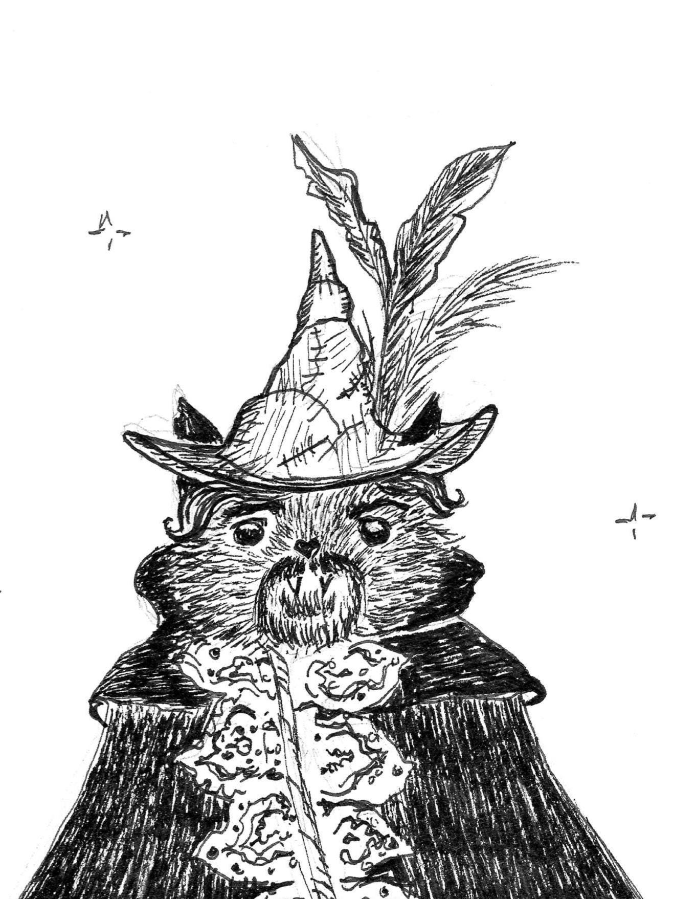 Lazslo and His Lucky Hat Print of Ink Drawing - Etsy