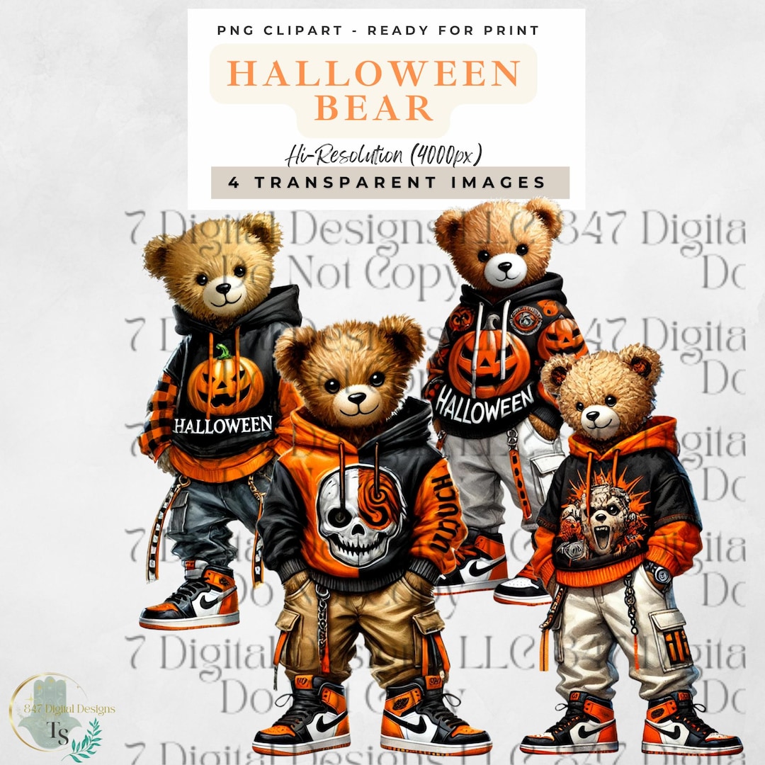 Halloween Teddy Bear PNG | Teddy Bear Halloween Clipart | Pumpkin Bear ...