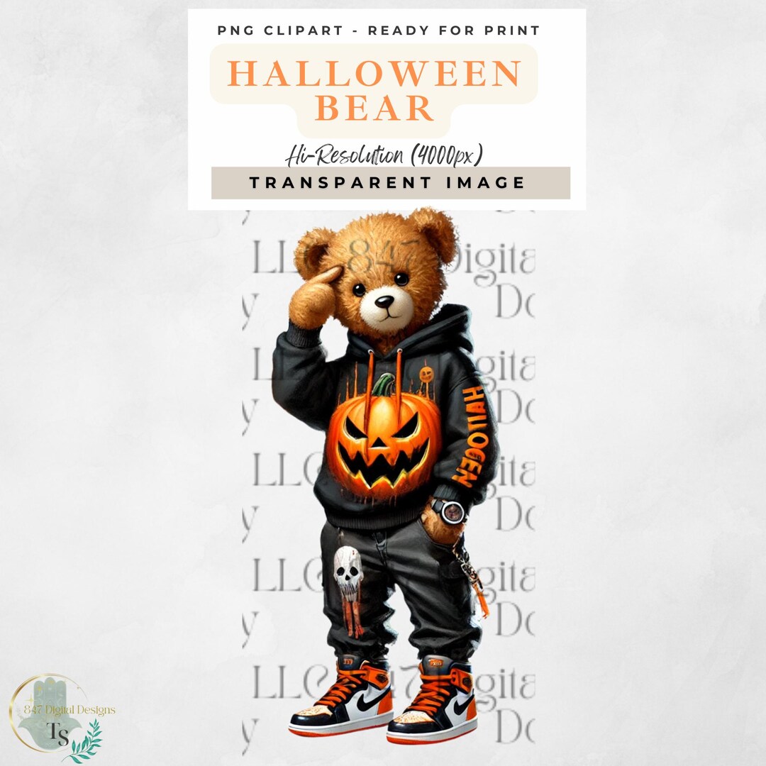 Halloween Teddy Bear PNG | Teddy Bear Halloween Clipart | Pumpkin Bear ...