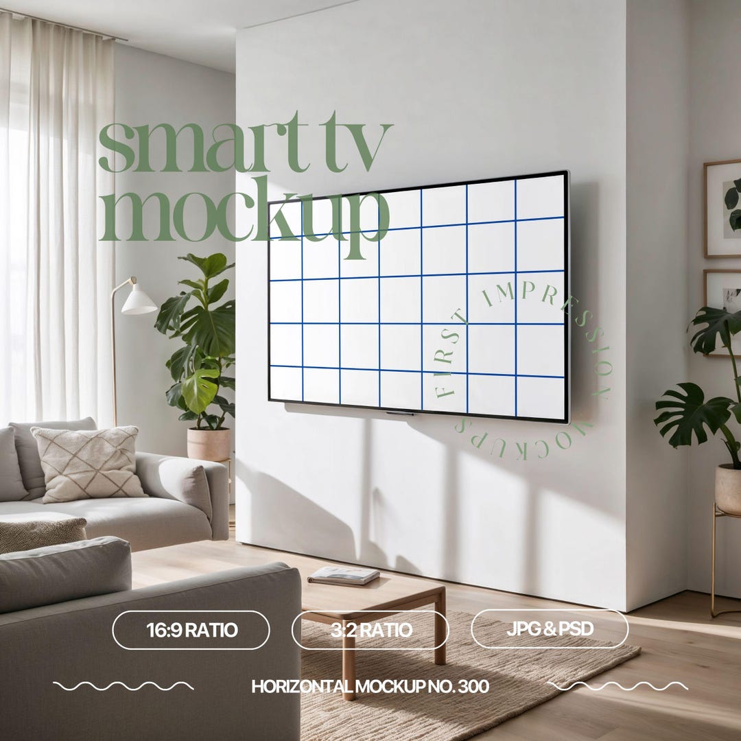16x9 Frame TV Mockup, TV Frame Mockup Horizontal Art, Psd Frame TV Art ...