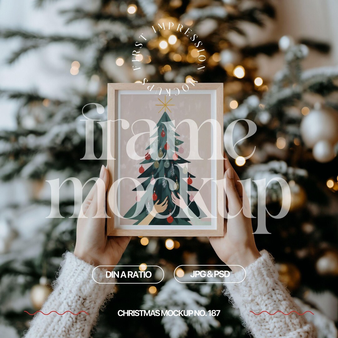 Christmas Mockup Frame Din A, Christmas Holiday Frame Mockup, Festive ...