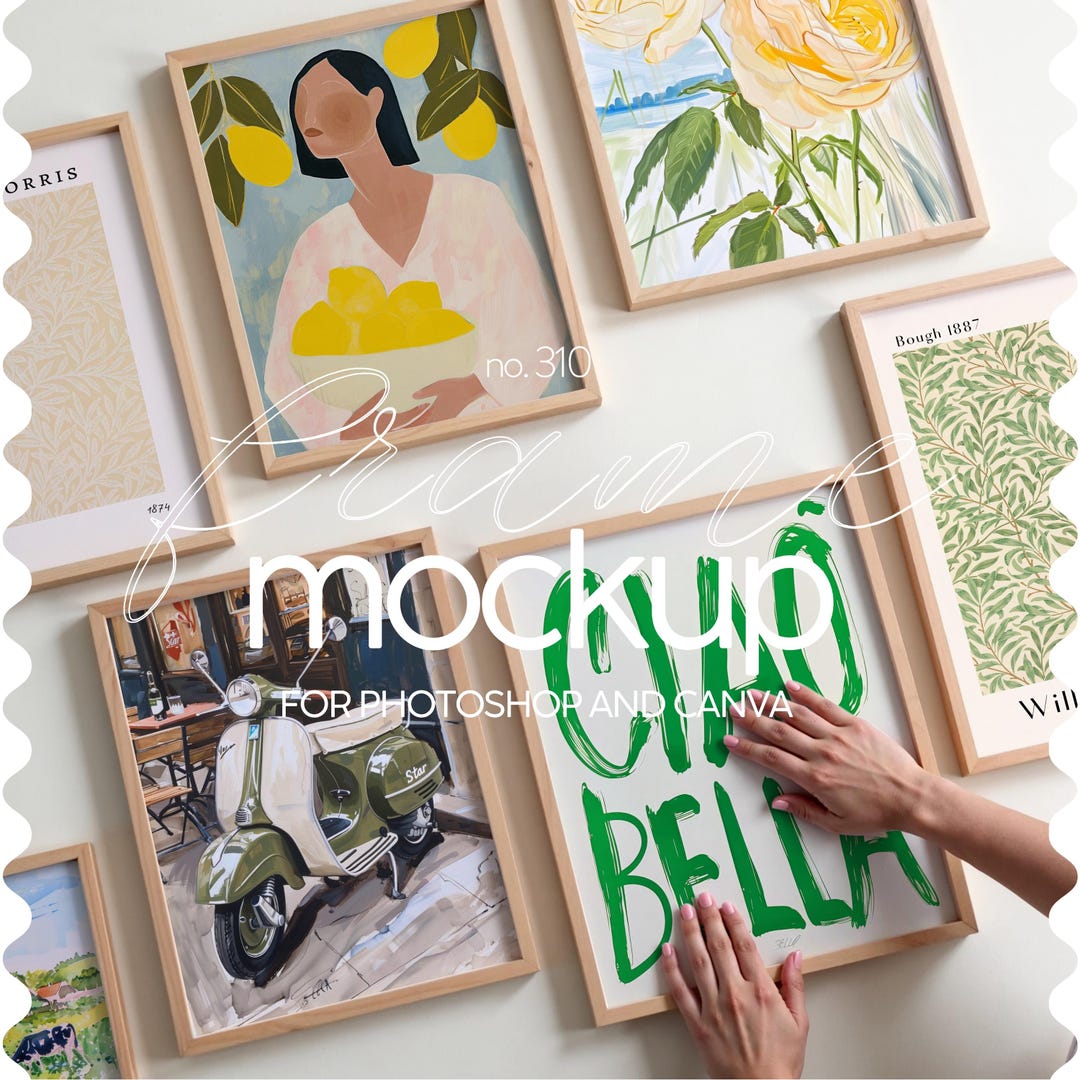 Gallery Frame Mockup With Person, Poster Mockup, Gallery Poster Mockup ...