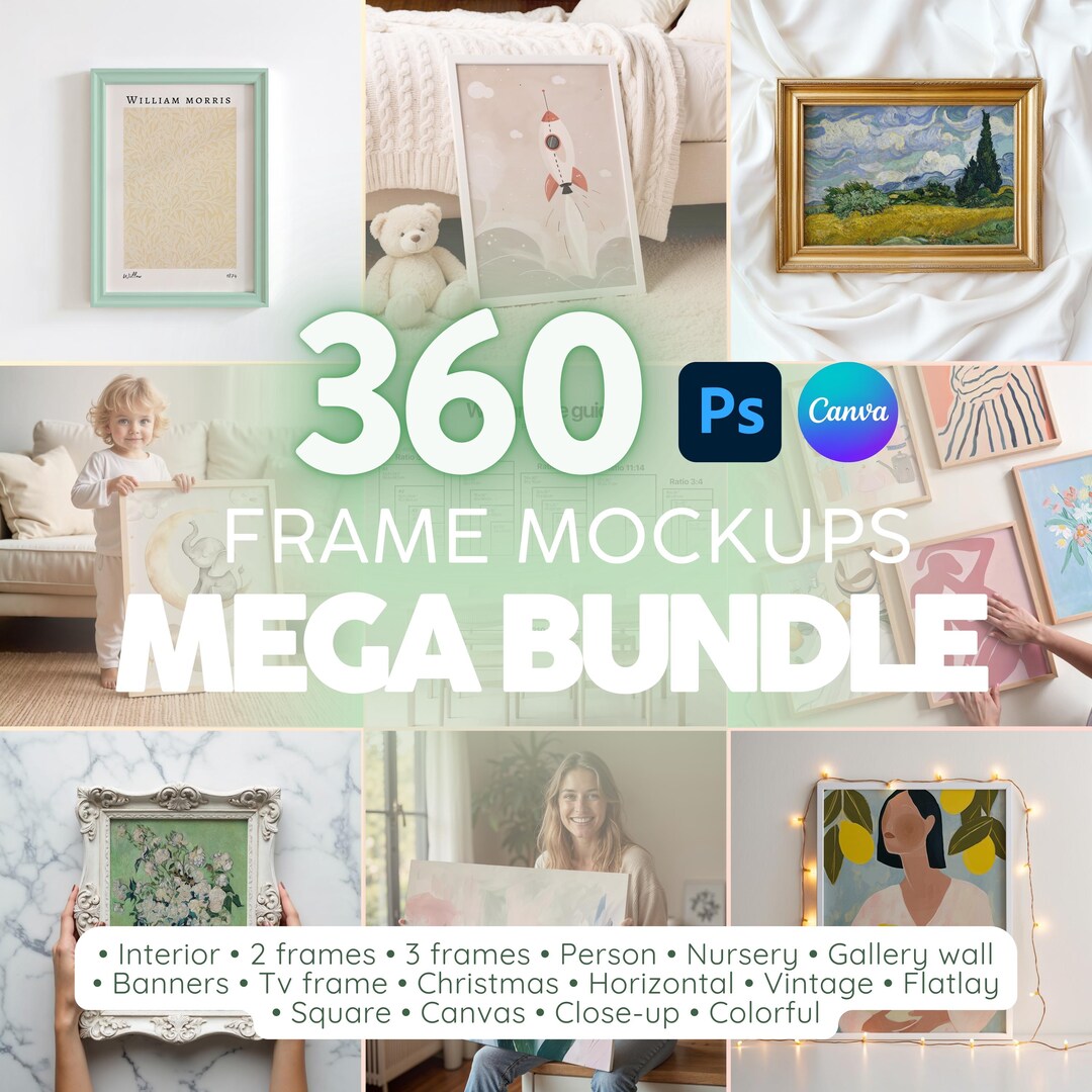 Entire Store Frame Mockup Lifetime Acess Bundle Frame Mock up for Wall ...