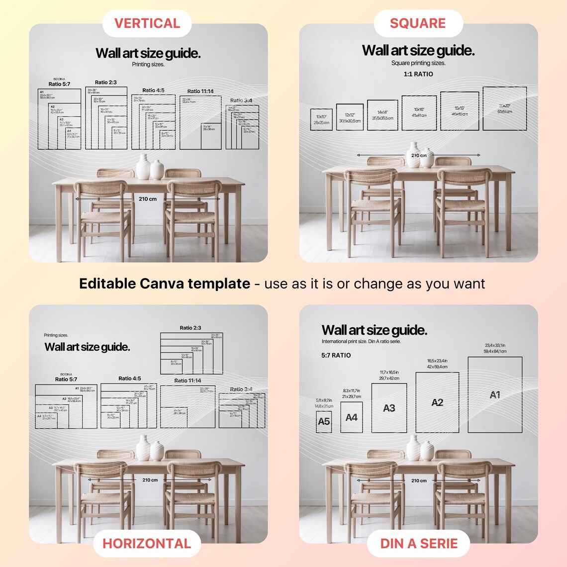 Wall Art Size Guide, Photo Frame Sizes Comparison, Frame Size Guide ...