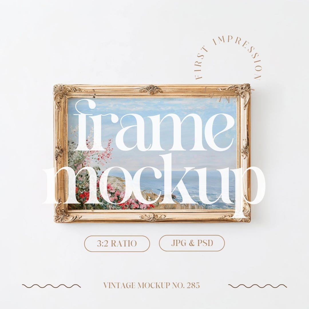 3x2 Vintage Frame Mockup, Horizontal Frame Mockup 3x2 Ratio, Landscape ...