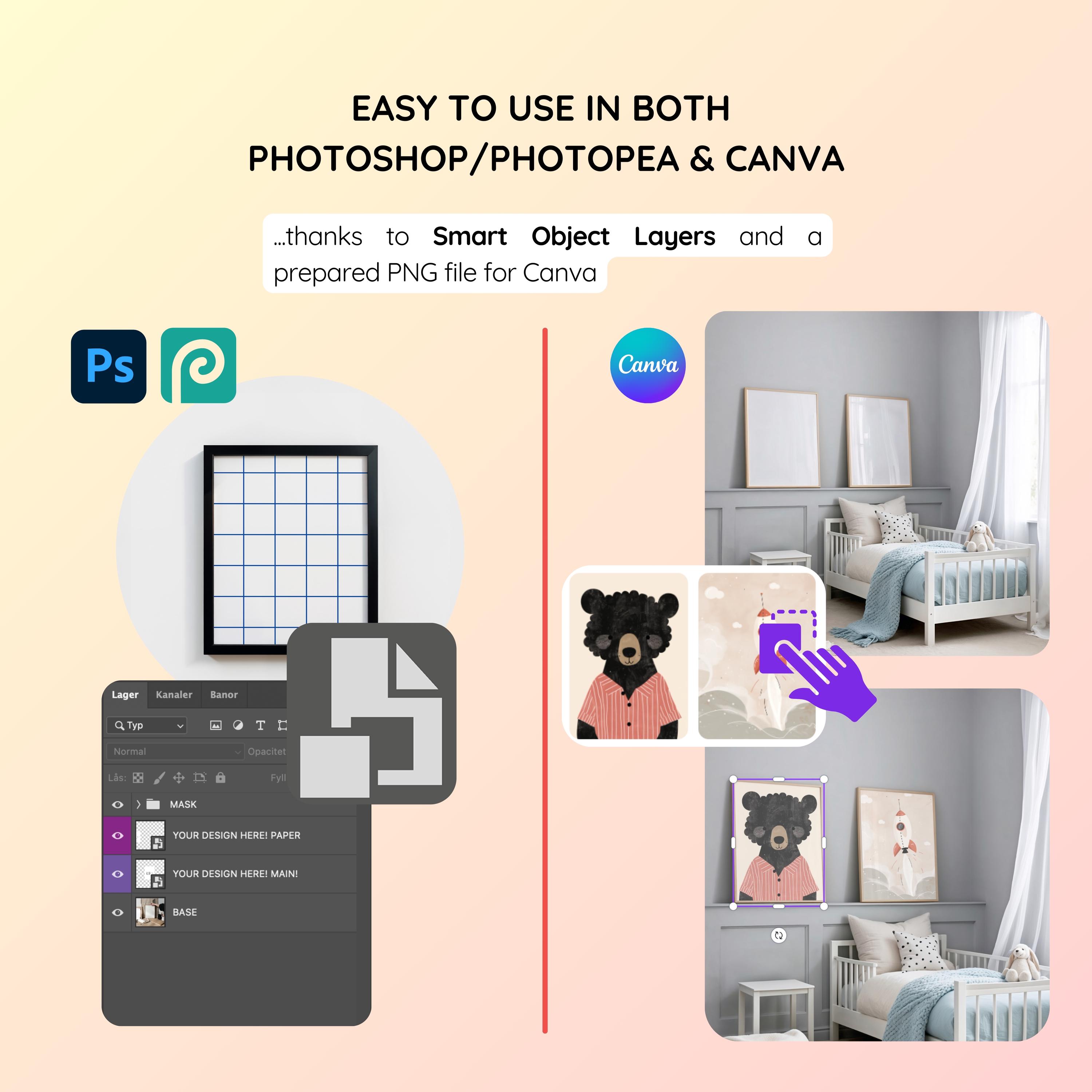 2 Frame Mockup Set, Din A Ratio Mockup Frame for Artwork Display, Wall ...