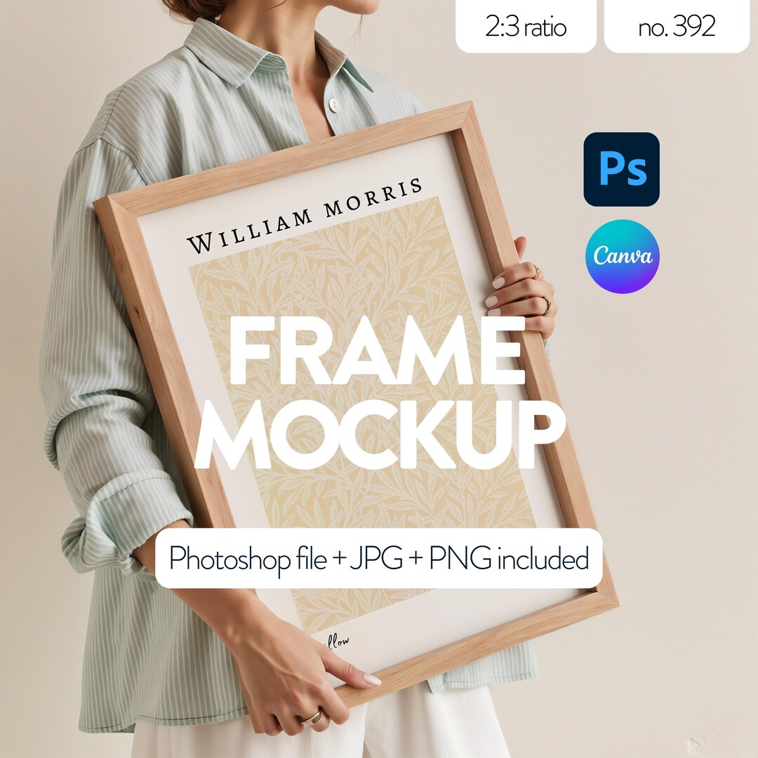 2x3 Frame Mockup Person, Person Holding a Wooden Frame Mockup, 2:3 ...