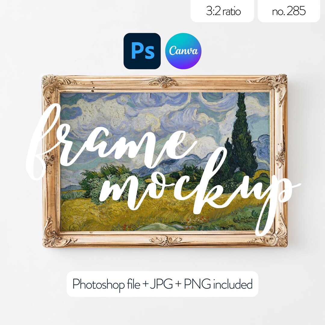 3x2 Vintage Frame Mockup, Horizontal Frame Mockup 3x2 Ratio, Landscape ...