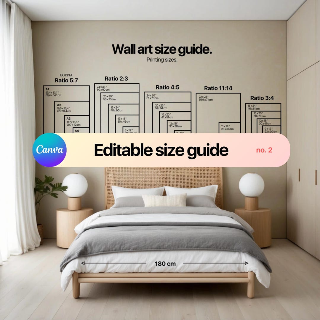 Wall Art Size Guide Editable, Photo Frame Size Comparison, Size Guide ...