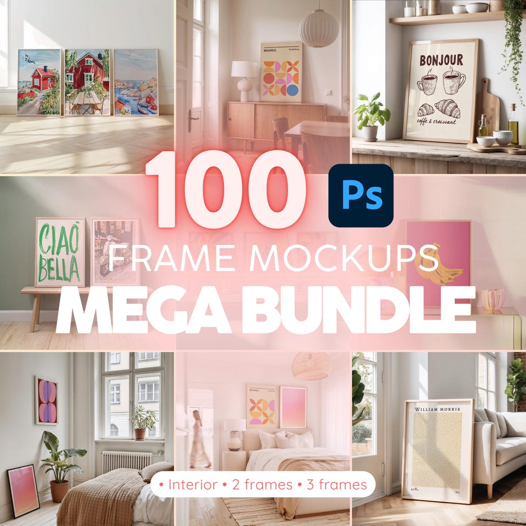 Frame Mockup Mega Bundle Set, 100+ Frame Mockup, Set of 2 Frames Mockup ...