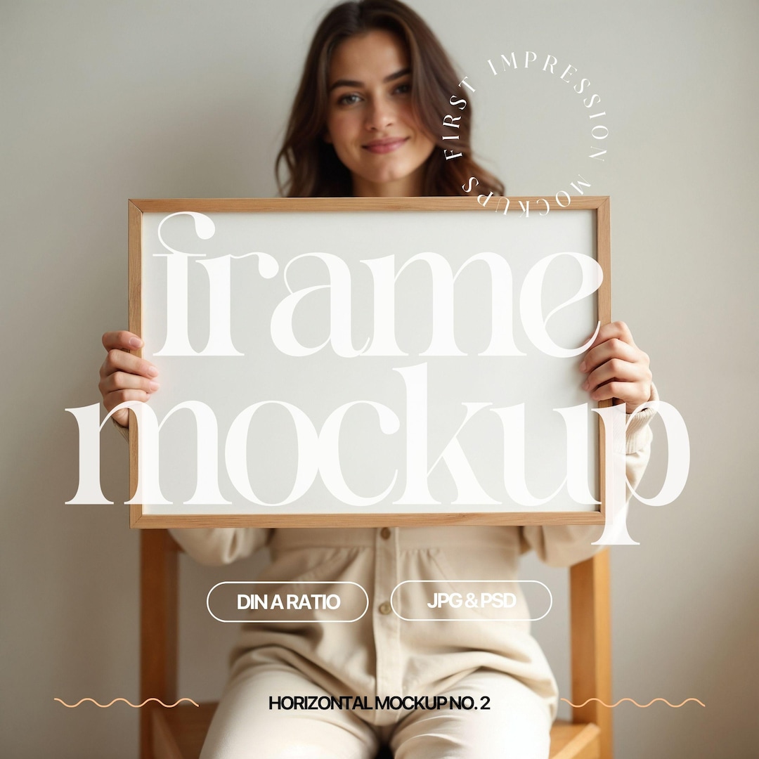 Horizontal Mockup Frame Person, Din A Frame Mockup With Person, JPG PSD ...