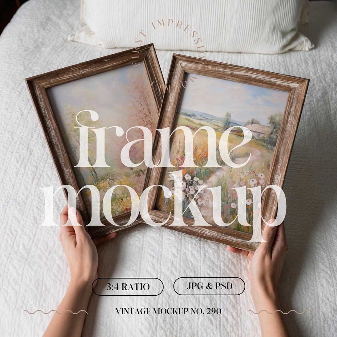 Two Frames Mockup Set, 5x7 Ratio Frame Mockups, Set of Two Frame Mockup ...
