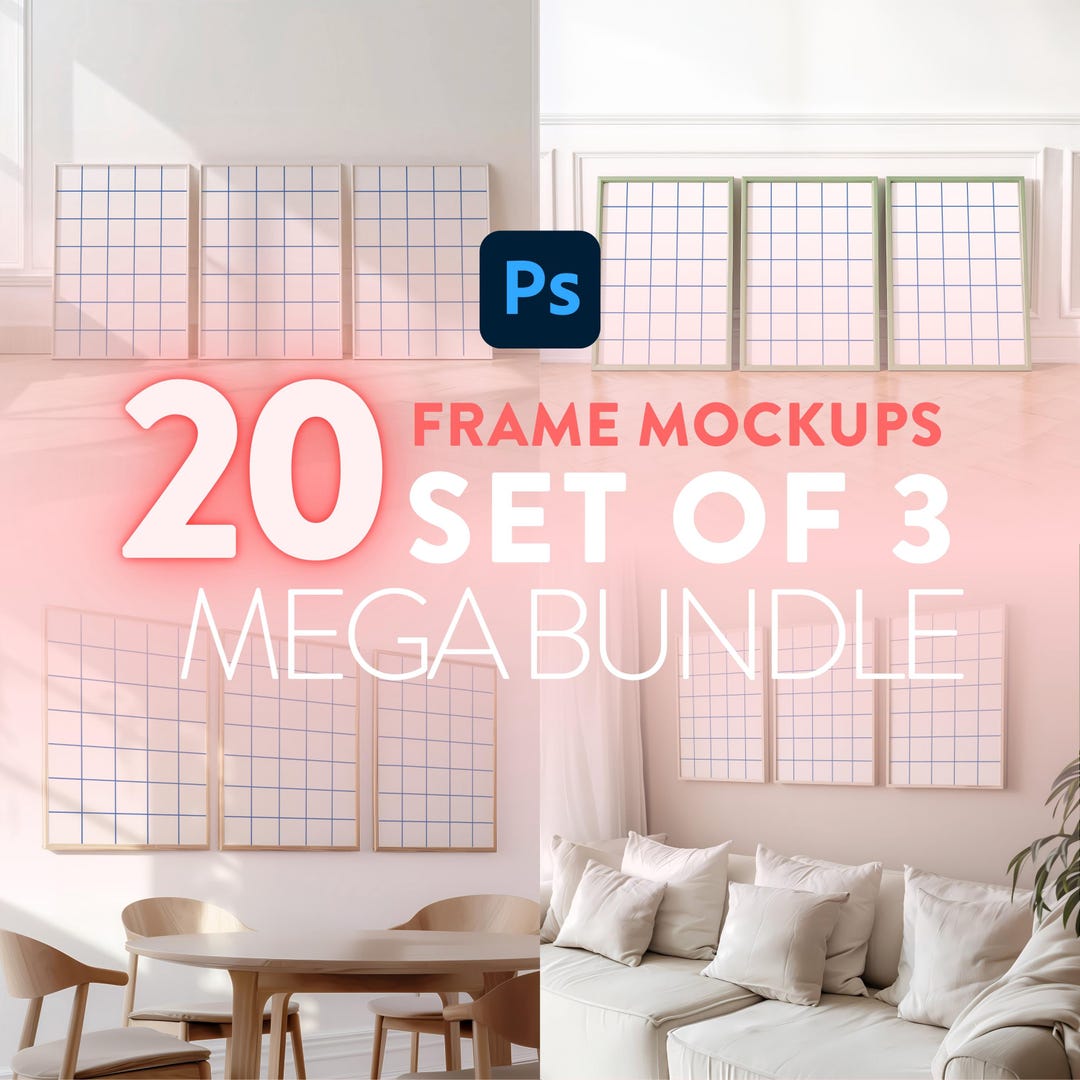 Mockup BUNDLE Set of 3 Frames, Three Frames Mockup Bundle, Set of 3 ...