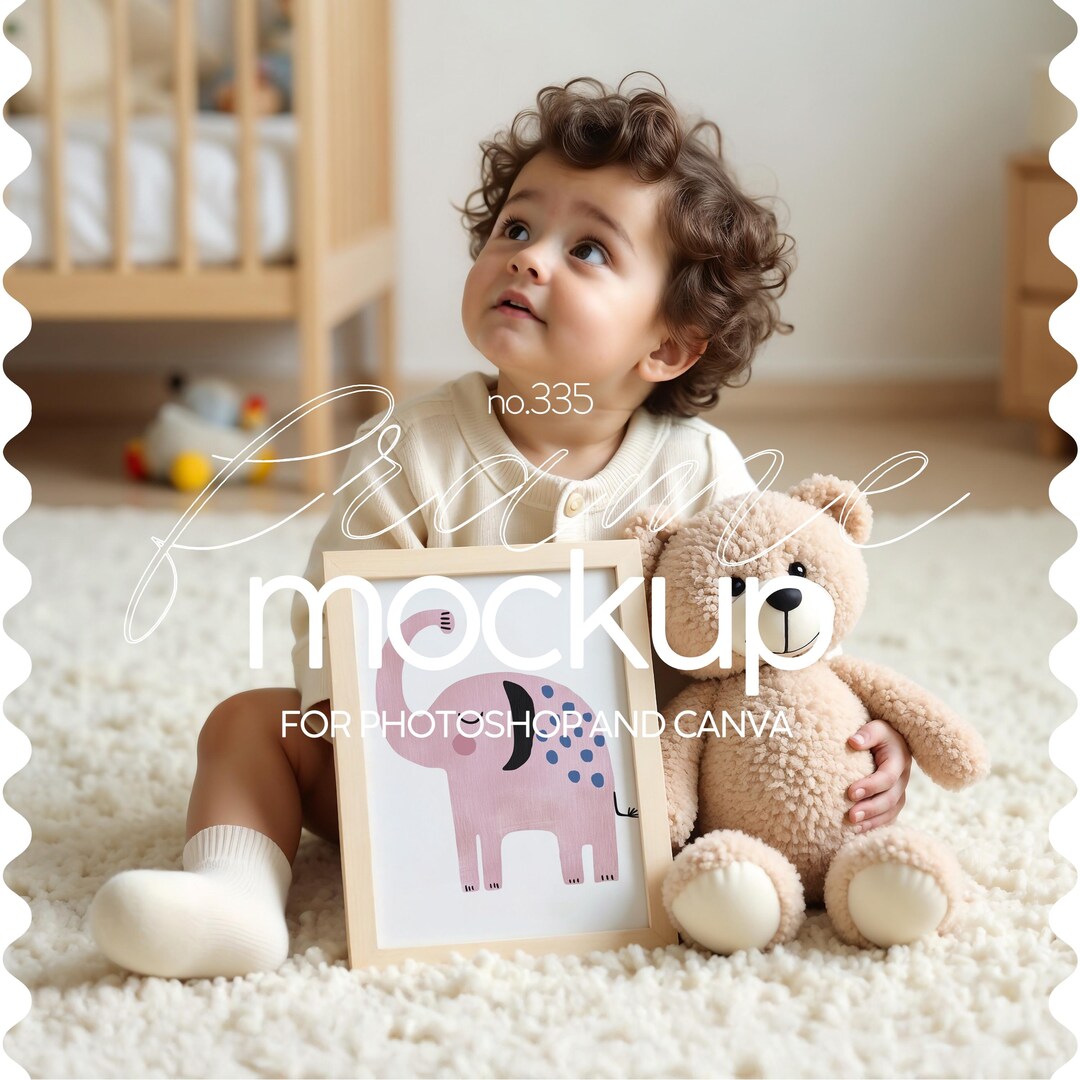 Nursery Frame Mockup With Baby, Iso A Frame Mockup for Nursery, Baby ...