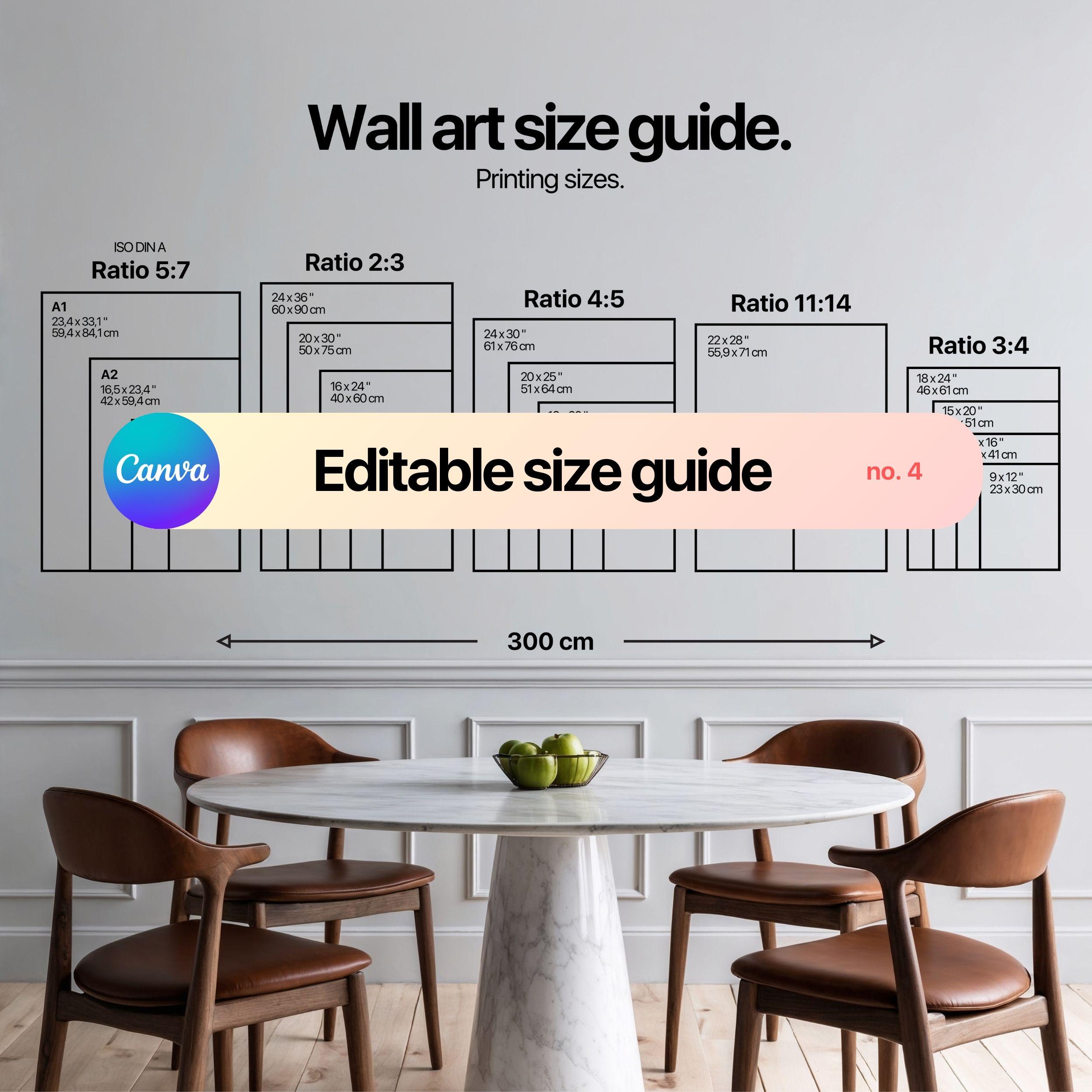 Wall Art Size Guide, Frame Size Guide Mockup, Photo Frame Sizes ...