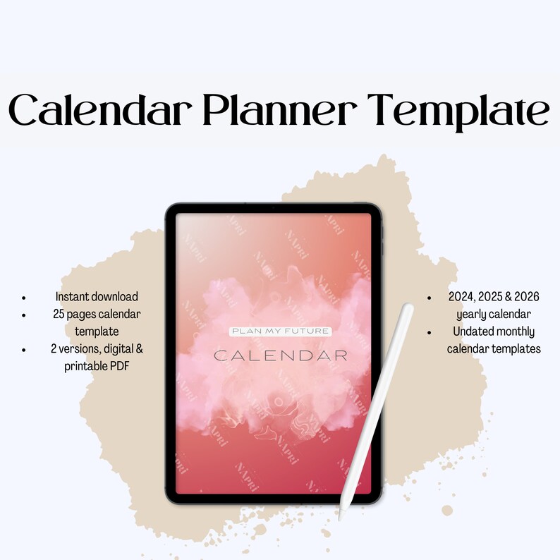 Digital Calendar Planner Printable Planner, Monthly Planner, Simple ...
