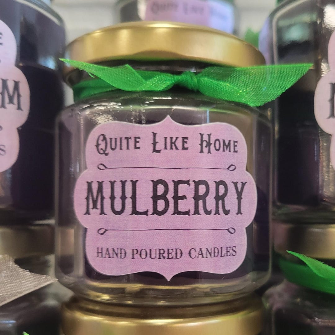 Mulberry Scented 4 Oz. Jar Candle With Gold Lid, and Organza Ribbon ...