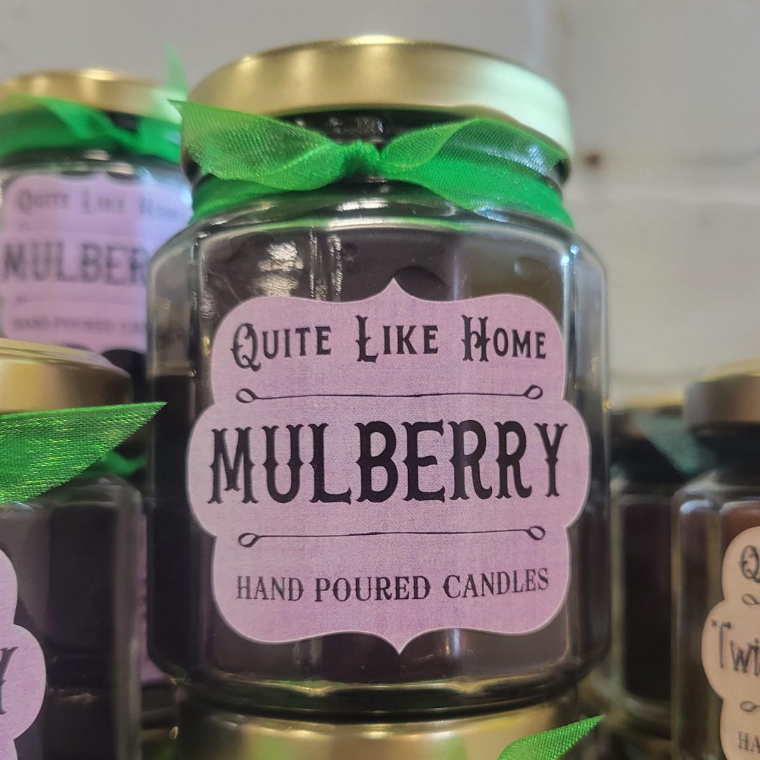 Mulberry Scented 6.5 Oz. Jar Candle With Gold Lid, and Organza Ribbon ...