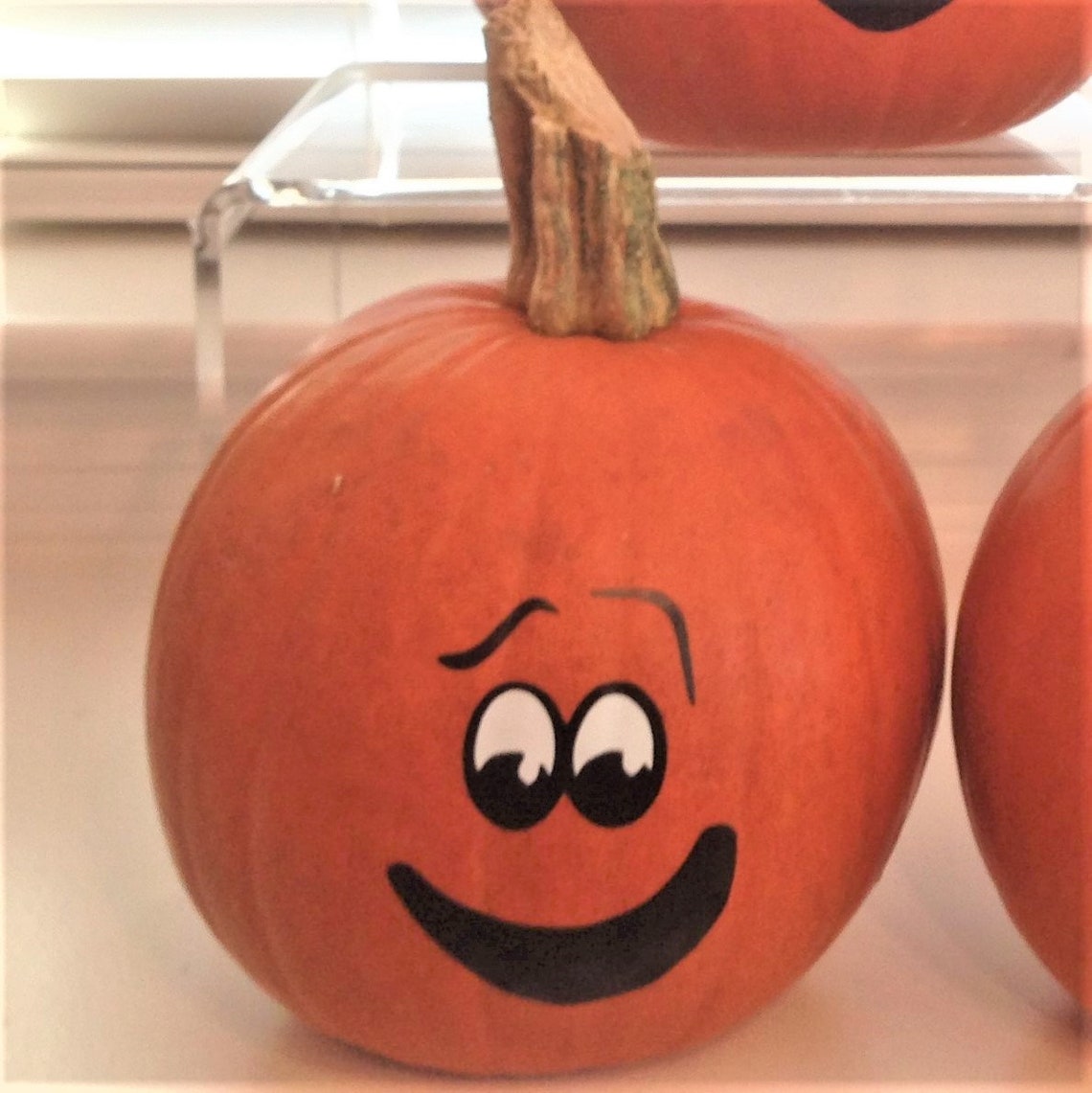 Pumpkin Face Vinyl Decal, Halloween Decor, Removable Adhesive. 1 Decal ...