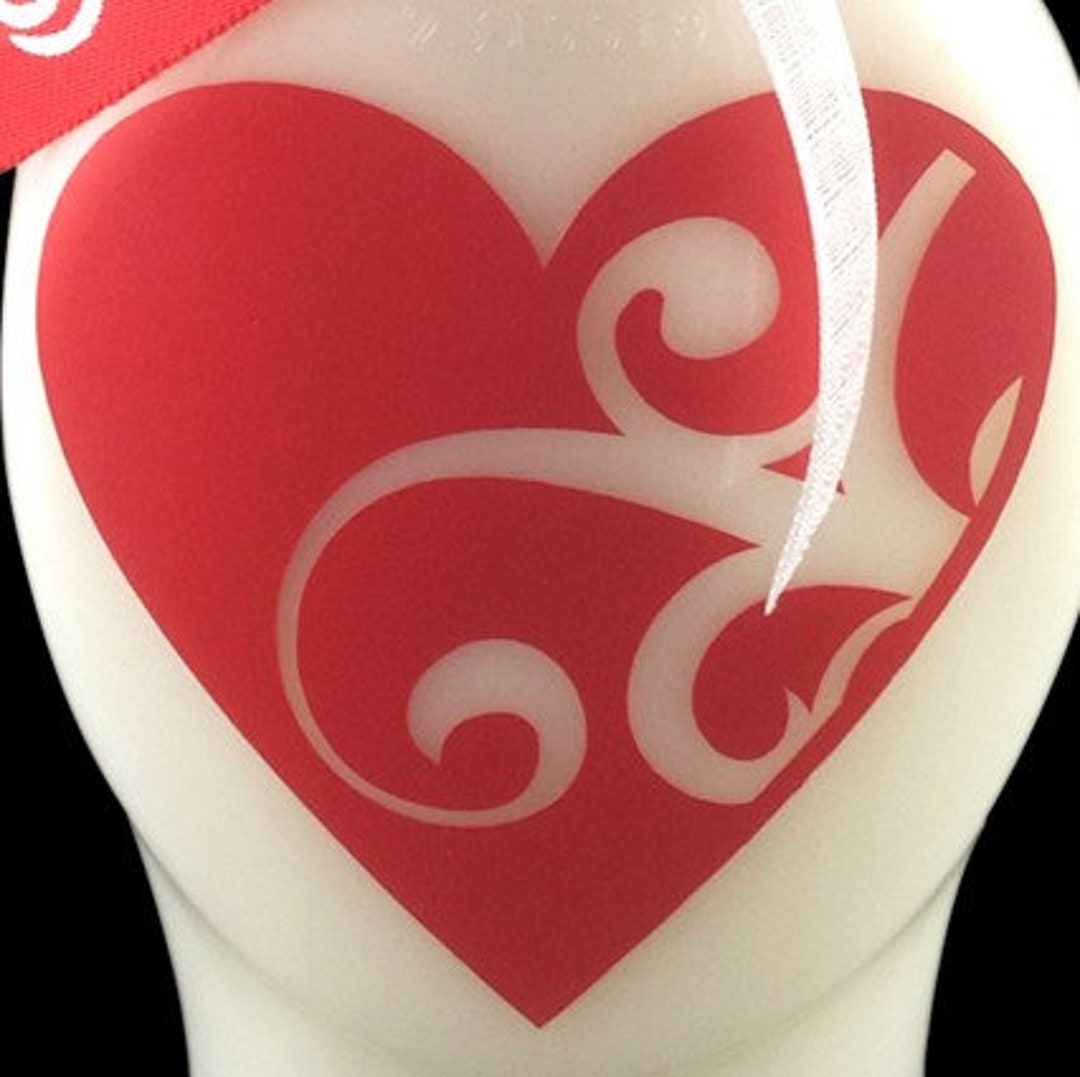 Heart With Flourish Adhesive Vinyl Decal Decor, Small Size, Perfect for ...