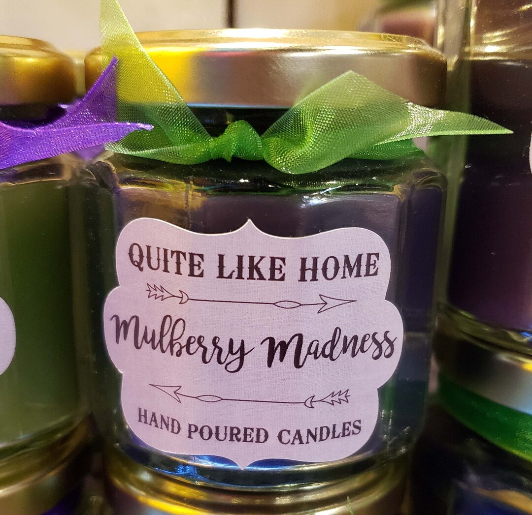 Mulberry Scented 4 Oz. Jar Candle With Gold Lid, and Organza Ribbon ...