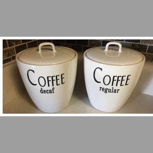 Coffee (regular) and Coffee (decaf) Word Art Vinyl Jar Container Label ...