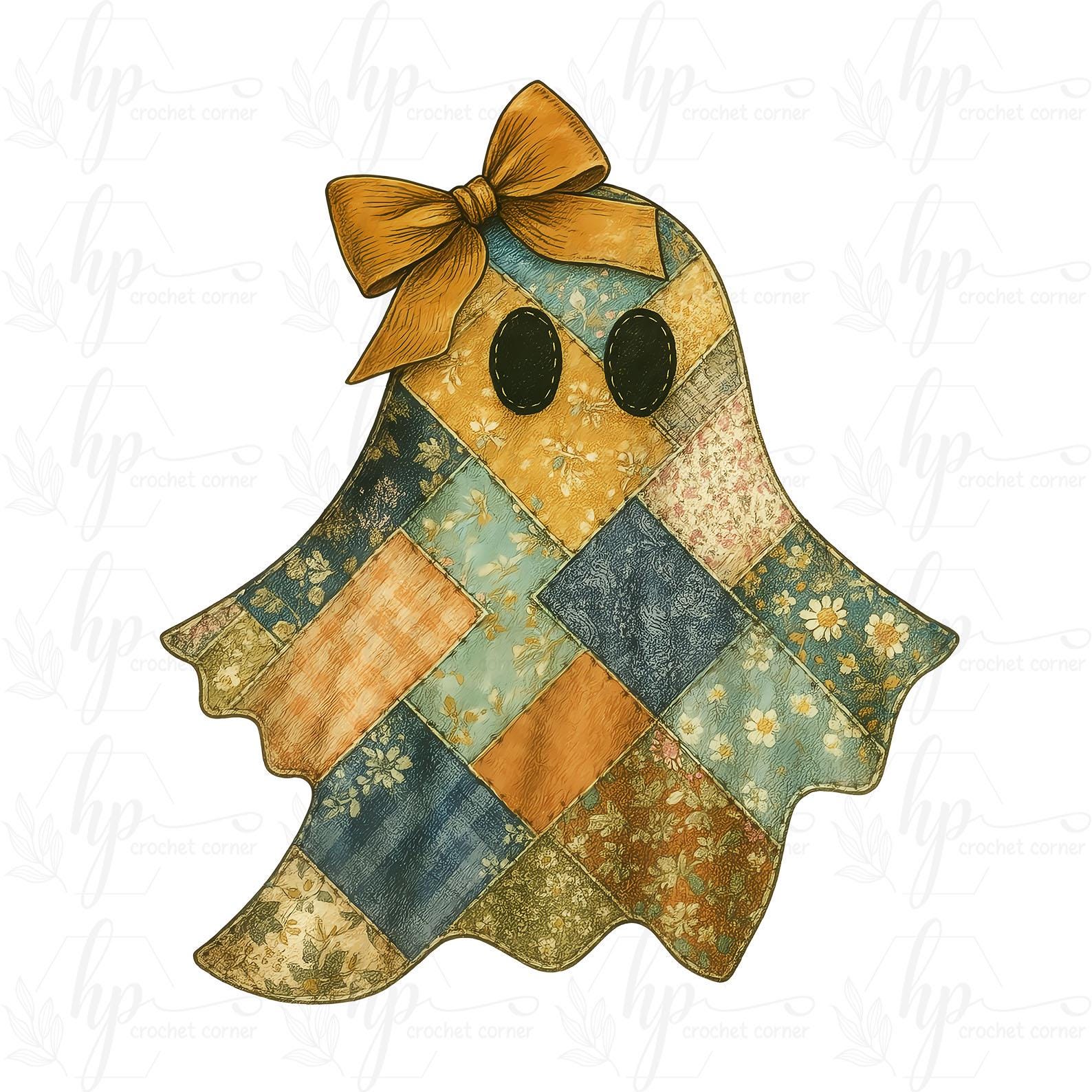 Boho Floral Ghost Png,halloween Png, Floral Patchwork Ghost Png ...