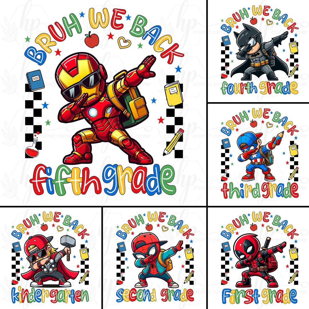 Superhero Back to School Bundle Png, Happy First Day of School Png ...