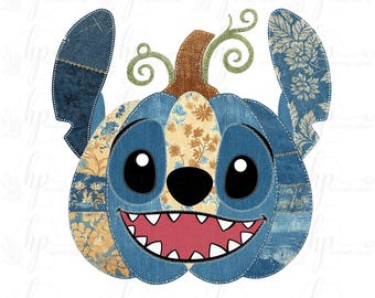 Retro Blue Alien Cartoon Pumpkin Png, Preppy Fall Floral Movie ...