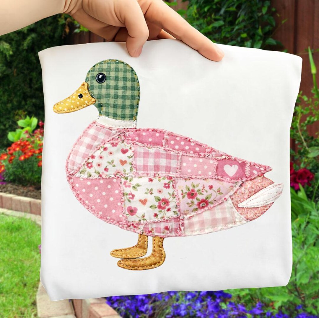 Patchwork Duck PNG, Grandma Core Mallard Duck PNG, Vintage Farmhouse ...