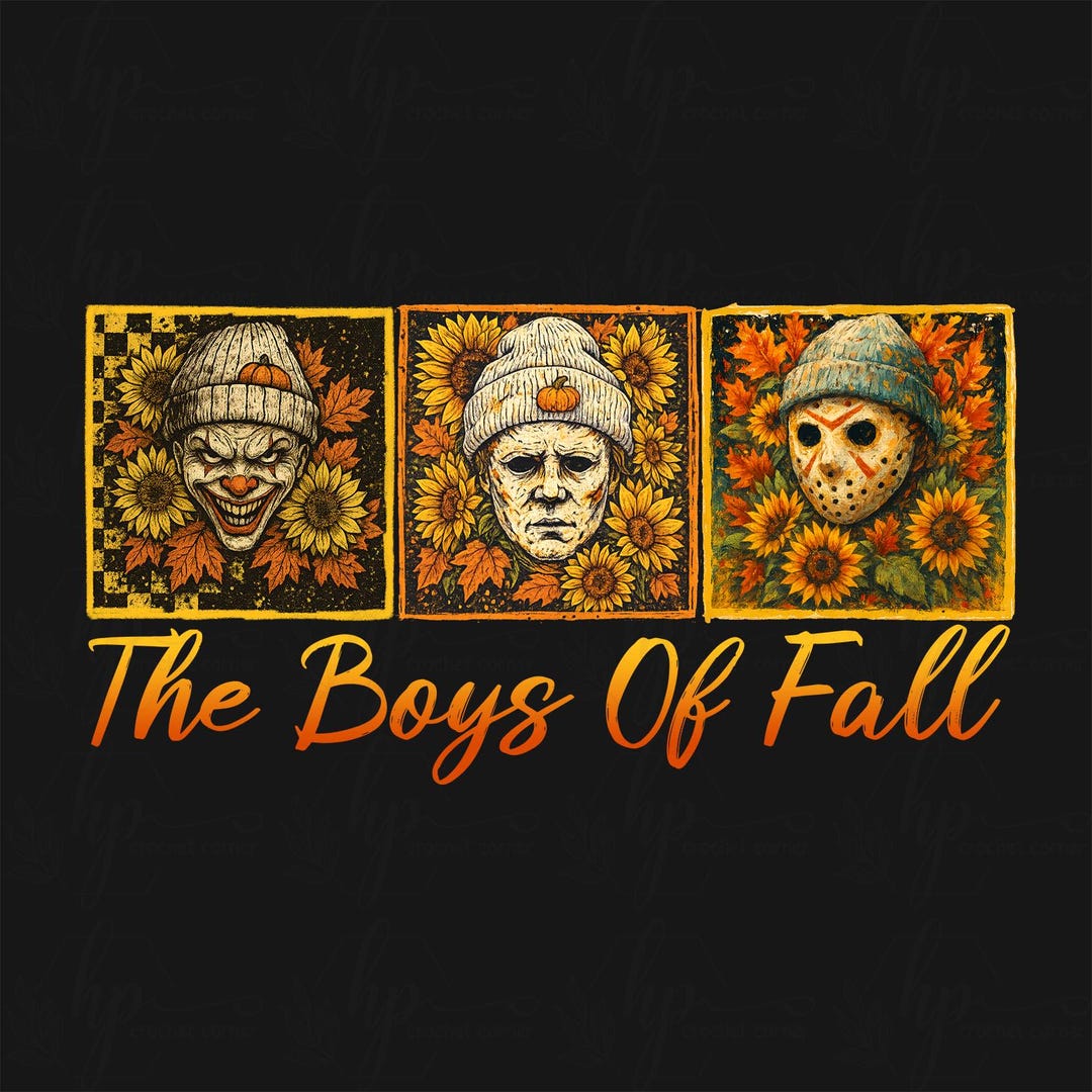 Floral Fall Horror Face Png, the Boys of Fall Png, Scary Fall Png, Cozy ...
