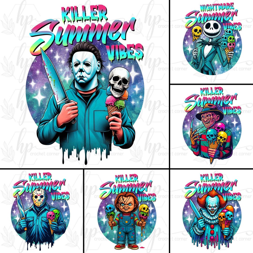 Killer Summer Vibes Png Bundle, Summer Halloween Png, Funny Summerween ...